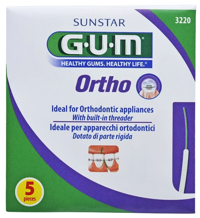 GUM Ortho Floss, "superfloss" vlákno, 5 ks - Profimed.eu